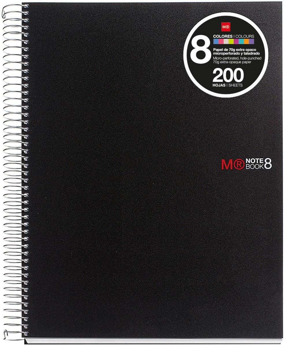 Cuaderno espiral Note Book Cartón 8 colores x 25 hojas A5