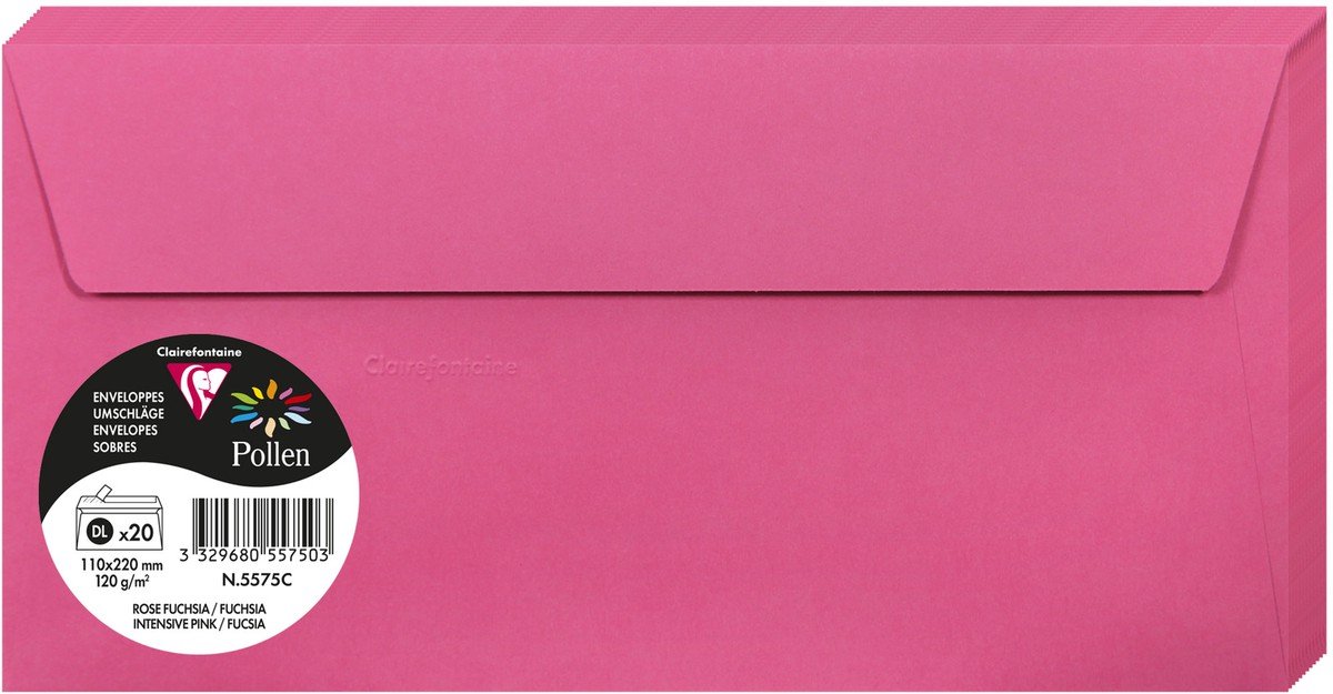Sobres y tarjetas de colores 110 x 220 DL 120g Rosa fucsia